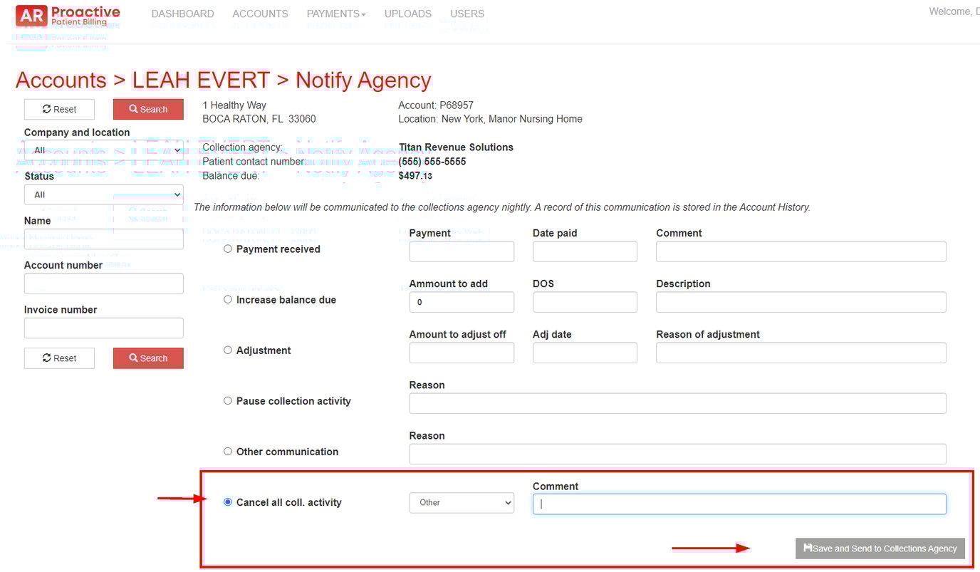 How to Send an Account to Collections