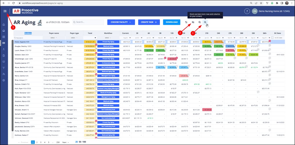 How to See All Columns on the AR Aging